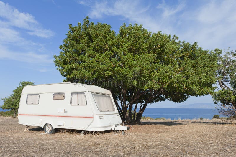 Caravan on Camping by the Sea Stock Image - Image of beauty, cyprus ...
