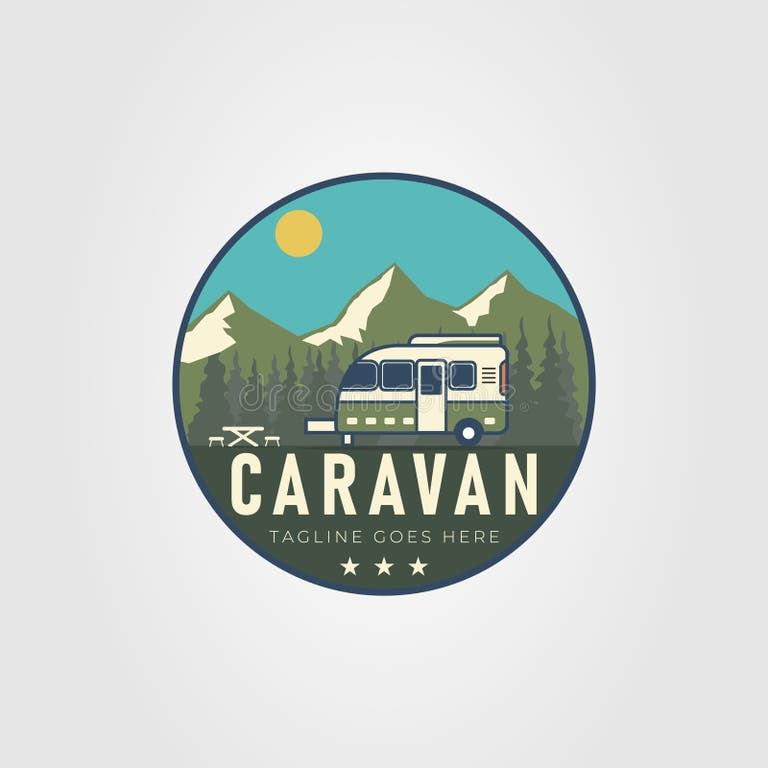 Caravan Car or Camper Van Logo Vector Illustration Design Stock Vector ...