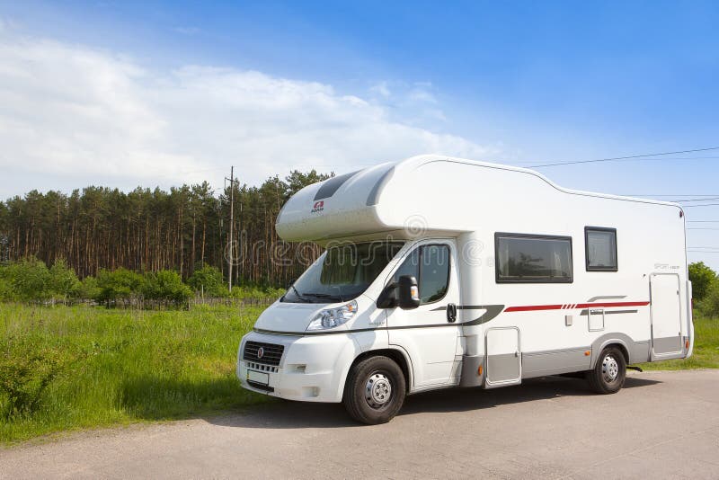 Caravan car on the road. editorial photo. Image of france - 89809651