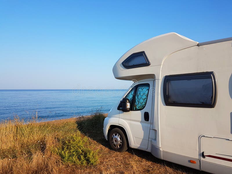 Caravan Car by the Sea Summer Holidays Stock Image - Image of greece ...