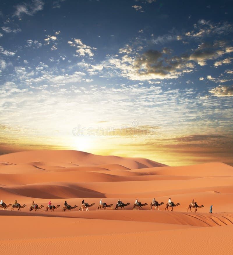 Caravan in desert stock image. Image of ripple, sahara - 6959247