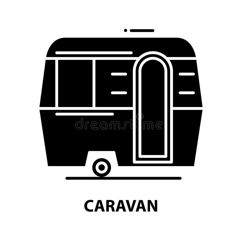 Caravan Icon, Black Vector Sign with Editable Strokes, Concept ...