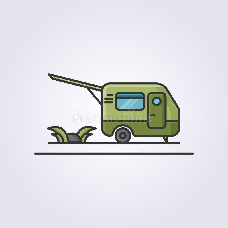 Caravan Line Icon Colored Vector Logo Design Stock Vector ...