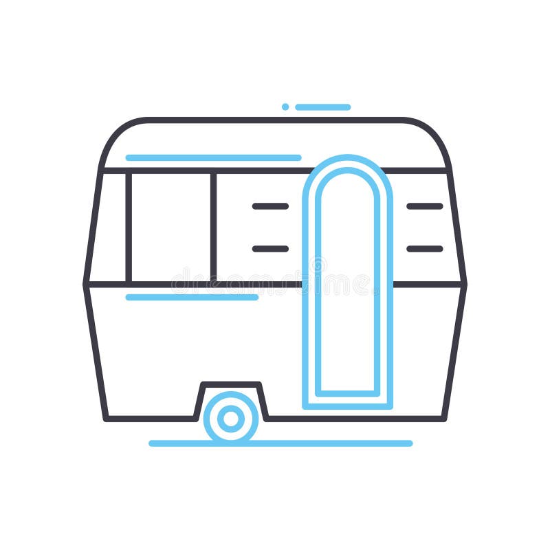 Caravan Line Icon, Outline Symbol, Vector Illustration, Concept Sign ...