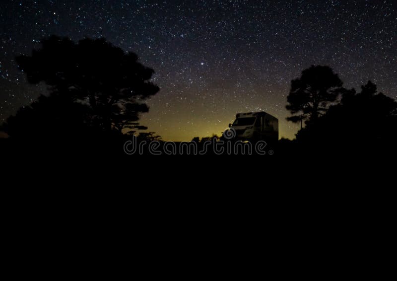 Caravan in a Night Landscape Stock Photo - Image of science, horizon ...