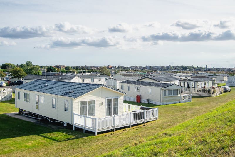 Caravan Park with Modern Caravans in England. Stock Photo - Image of ...