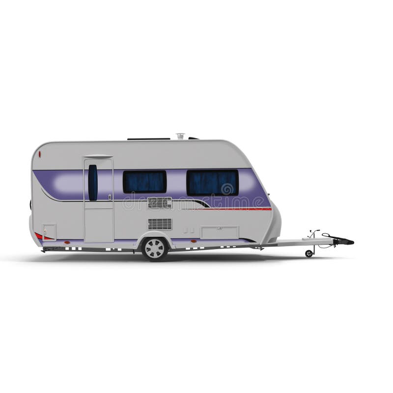 Travel Trailer Caravan Renders Set from Different Angles on a White. 3D ...