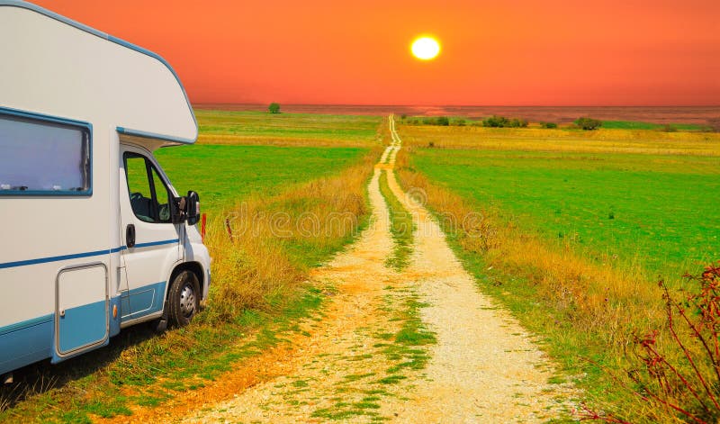 Caravan and sunset stock image. Image of industry, outdoors - 135885891