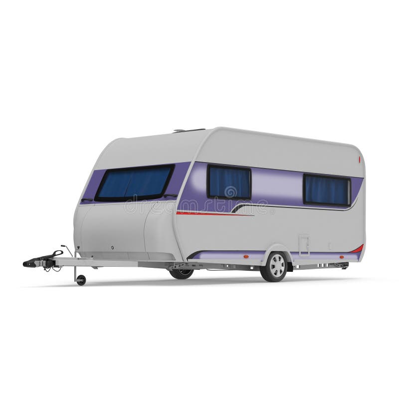 Caravan on White. Top View. 3D Illustration Stock Illustration ...