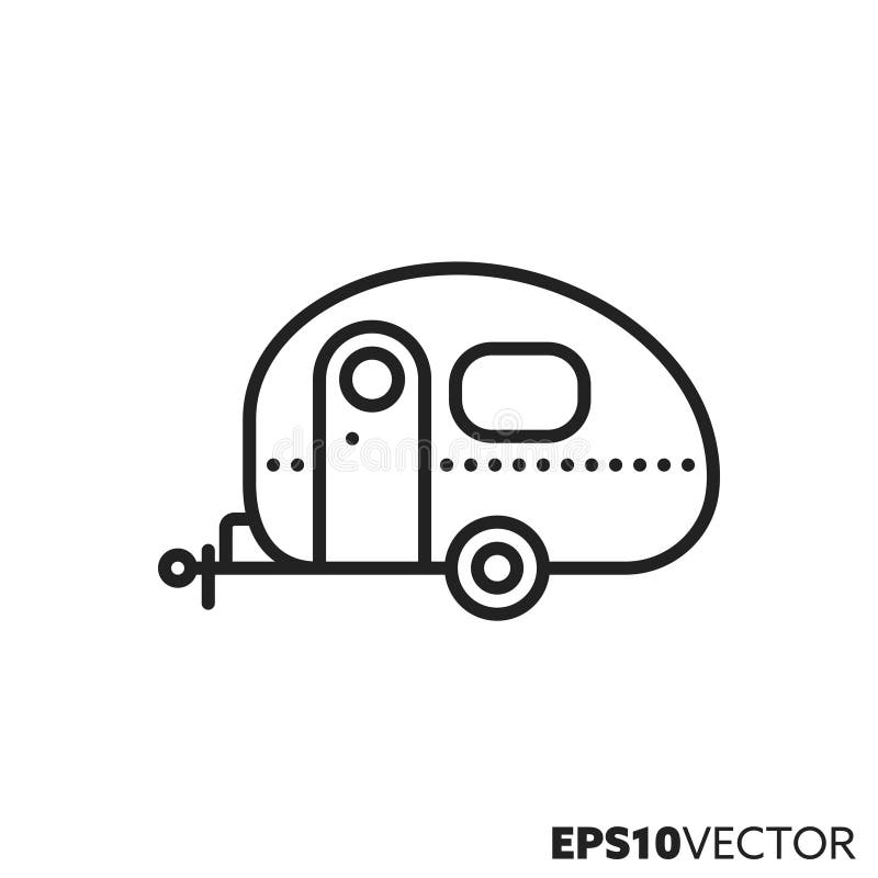 Caravan Car Line Icon, Vector. Caravan Car Outline Sign, Concept Symbol ...