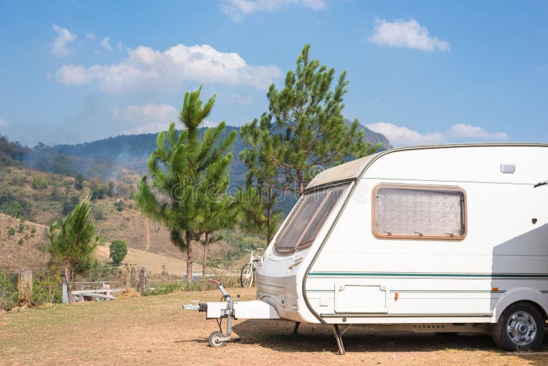 RV Caravans Camping at the Caravan Park. Camping Vacation Travel ...