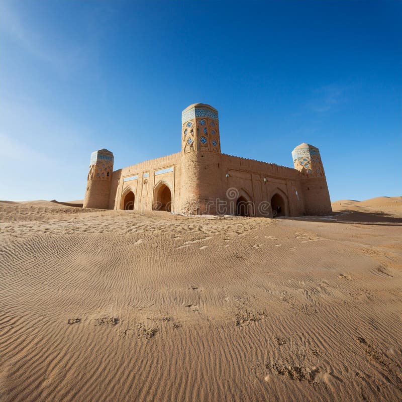 Caravanserai in the Desert, AI Generated Stock Illustration ...