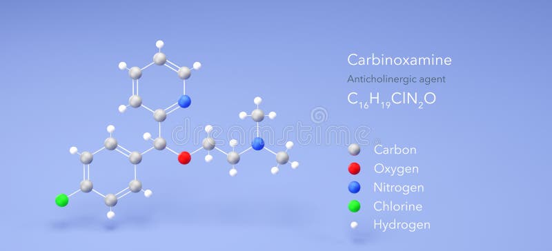 Carbinoxamine Molecule, Molecular Structures, Antihistamine, 3d Model ...