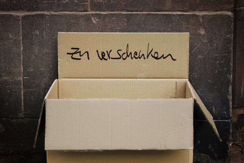 Carboard Box with German Inscription `zu Verschenken` Meaning Free ...
