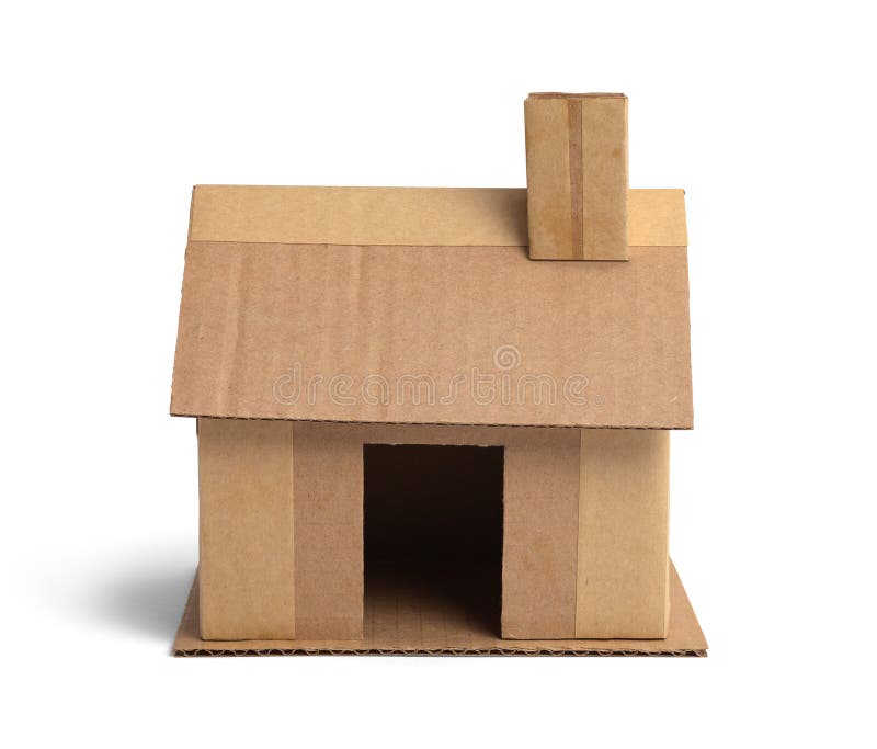 Carboard House Front stock photo. Image of poverty, white - 195093714