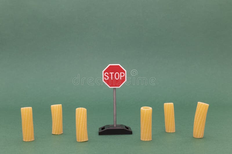Carbohydrate Increase Concept - Pasta and Road Sign Stock Image - Image ...