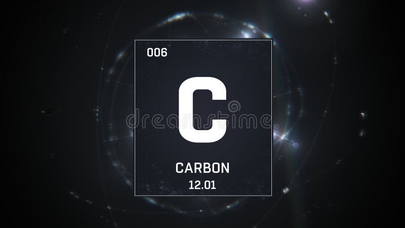 Carbon As Element 6 of the Periodic Table 3D Animation on Orange ...