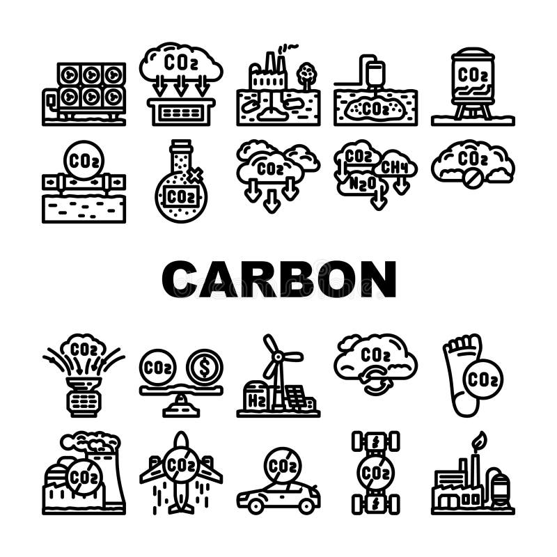 Carbon Capture Sequestration Icons Set Vector Stock Vector ...