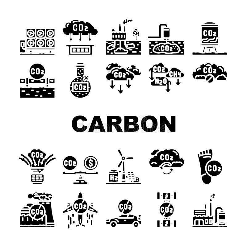 Carbon Capture Sequestration Icons Set Vector Stock Vector ...