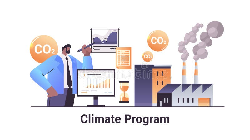 Carbon Credit Climate Program Businessman Analyzing Statistic Data ...
