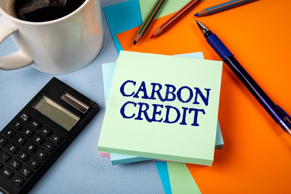 Carbon Credit. Notepad with Text on Office Table Stock Image - Image of ...