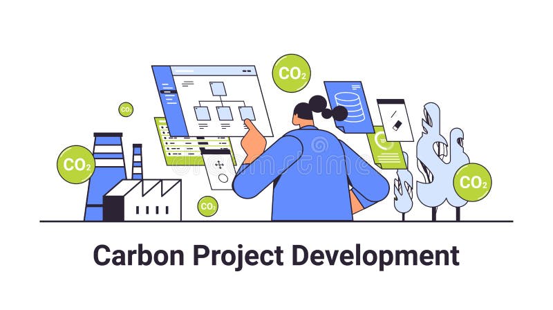 Carbon Credit Project Development Concept Businesswoman Analyzing Data ...