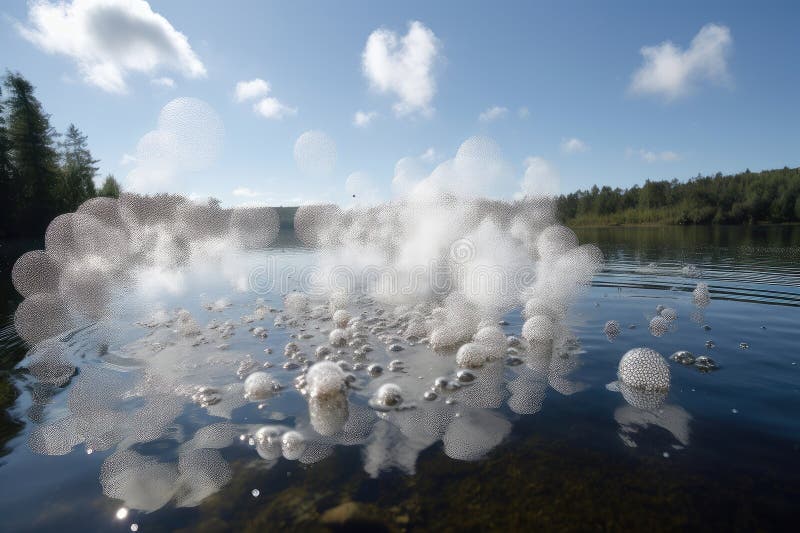 Carbon Dioxide Bubbles Bursting from the Surface of a Lake Stock ...