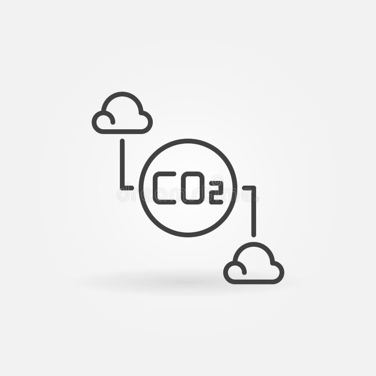 Carbon Dioxide CO2 with Clouds Outline Vector Concept Icon Stock Vector ...