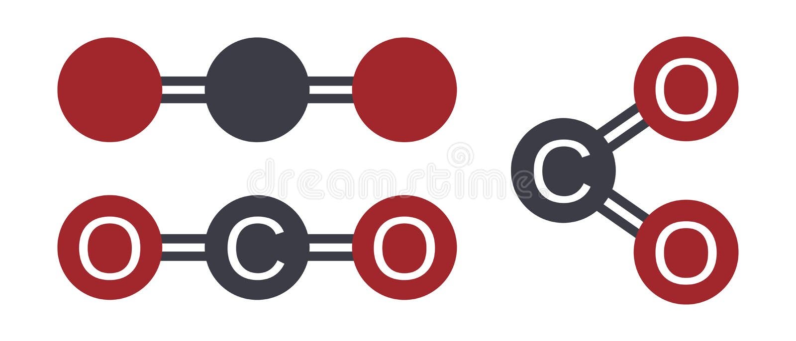 Carbon Dioxide Co2 Atom Model Illustration Stock Vector - Illustration ...