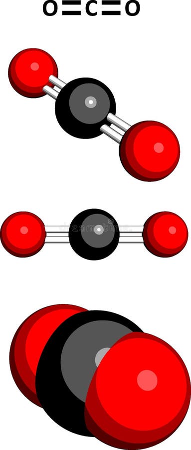 Carbon Dioxide (CO2), Molecular Model Stock Illustration - Illustration ...