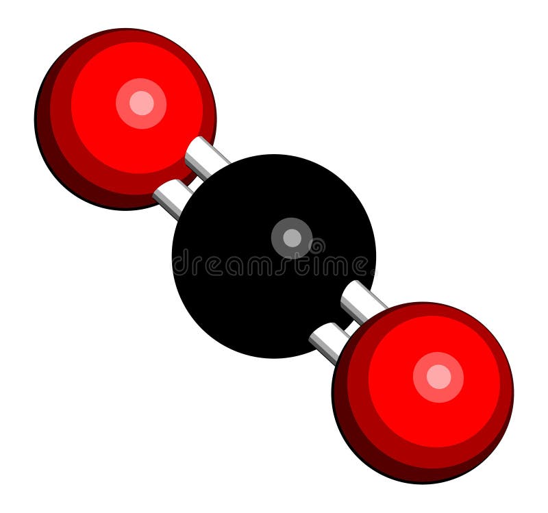 Carbon Dioxide CO2 Molecule. Greenhouse Gas. 3D Rendering. Atoms are ...