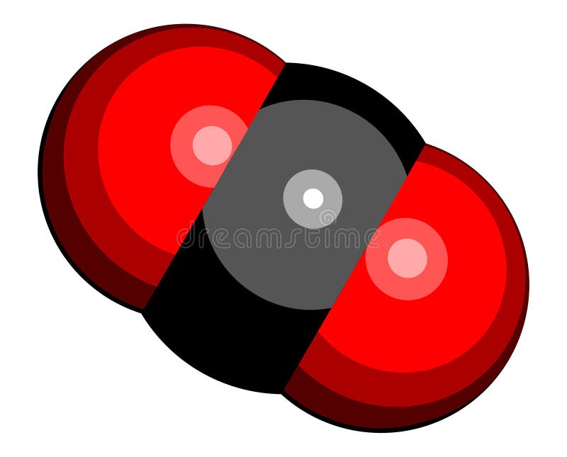 Carbon Dioxide CO2 Molecule. Greenhouse Gas. 3D Rendering. Atoms are ...