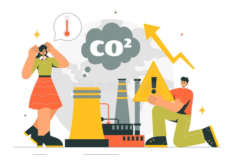 Carbon Dioxide or CO2 Vector Illustration Emphasizing the Importance of ...