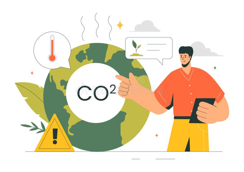 Carbon Dioxide or CO2 Vector Illustration Emphasizing the Importance of ...
