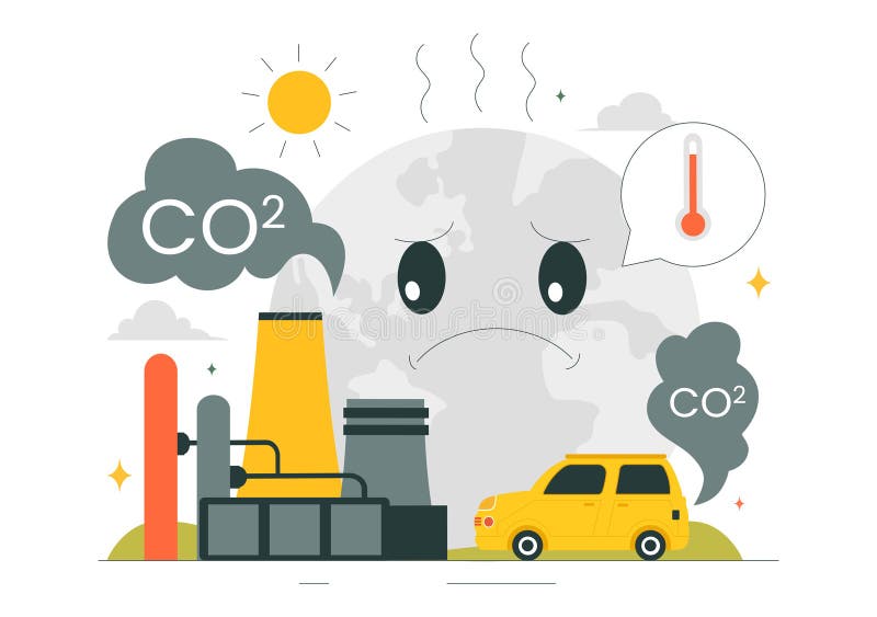 Carbon Dioxide or CO2 Vector Illustration Emphasizing the Importance of ...