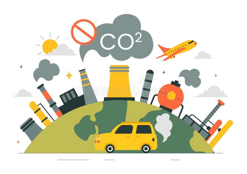 Carbon Dioxide or CO2 Vector Illustration Emphasizing the Importance of ...
