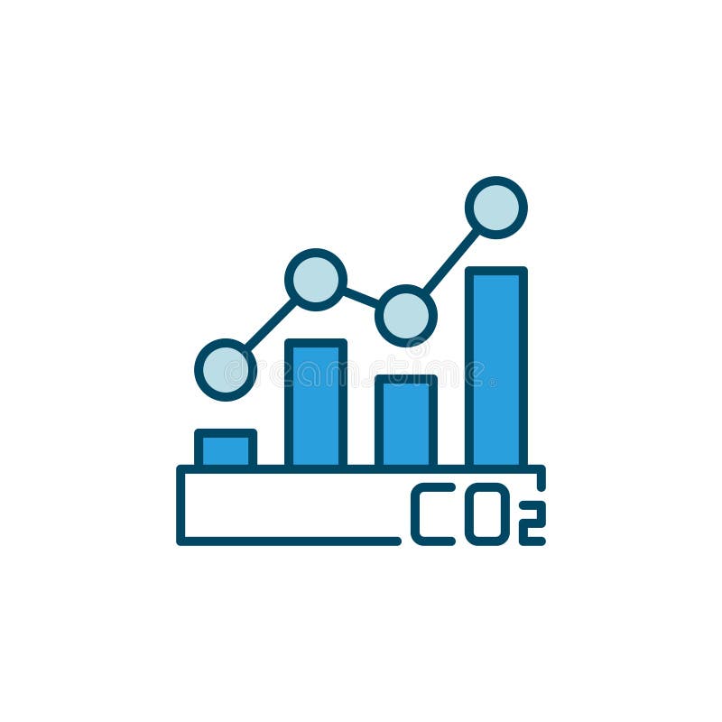 CO2 - Carbon Dioxide Bar Chart with Arrow Colored Icon Stock Vector ...