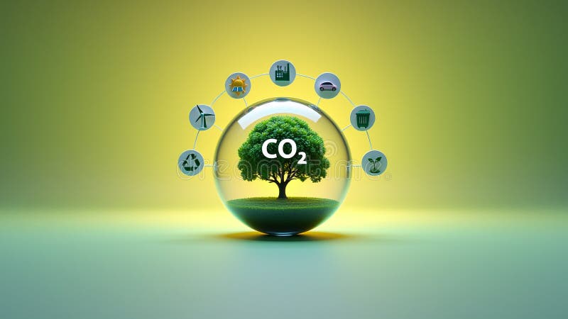 Carbon Dioxide Trapped by a Tree within a Sphere Illustrating ...