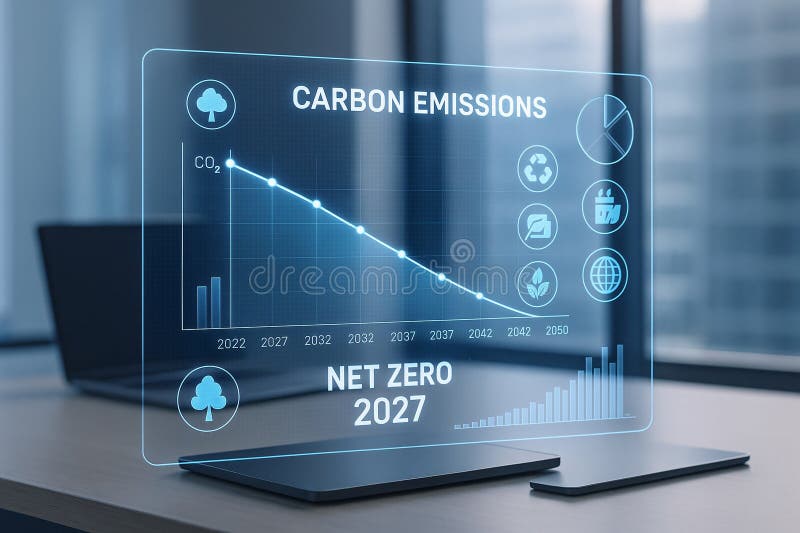 Carbon Emissions Reduction Plan Illustrating Net Zero Goals with ...
