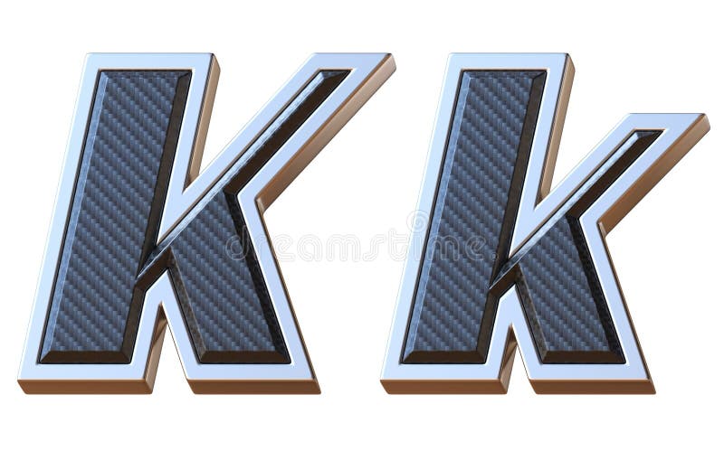Carbon Fiber and Metallic Font, 3d Rendering, Letter K Stock ...