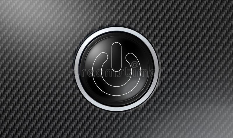 Carbon Fiber Power Button stock illustration. Illustration of start ...