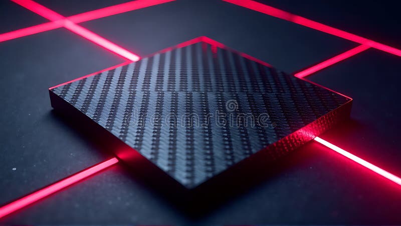 Carbon Fiber Texture with Red Neon Lights Stock Illustration ...