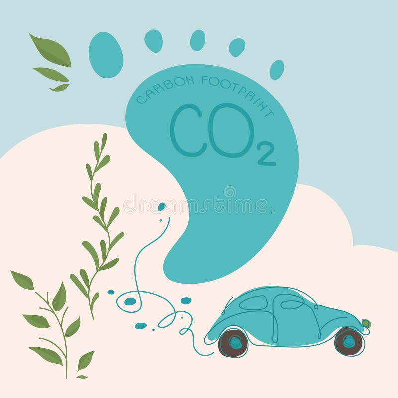 Carbon Footprint Concept with Car with Start Up CO2. Sources Polluted ...