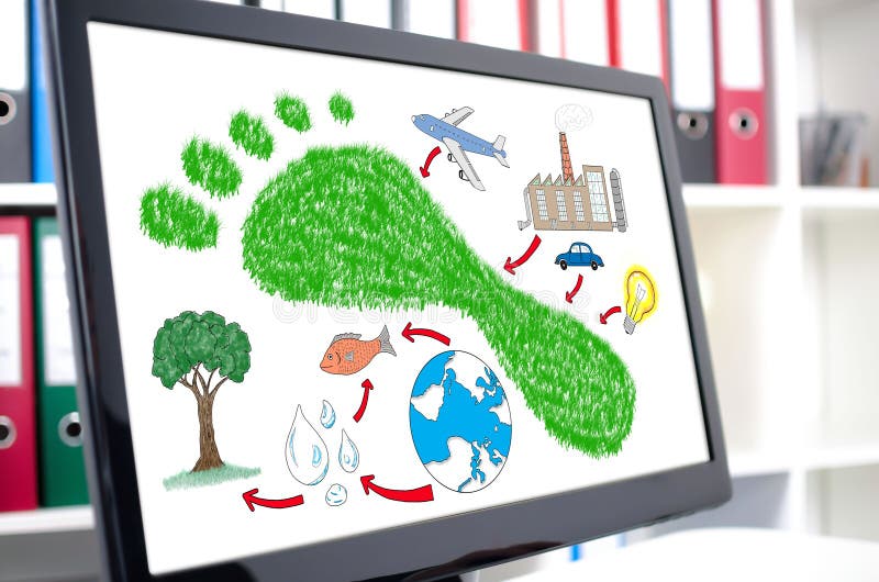Carbon Footprint Concept on a Computer Screen Stock Image - Image of ...