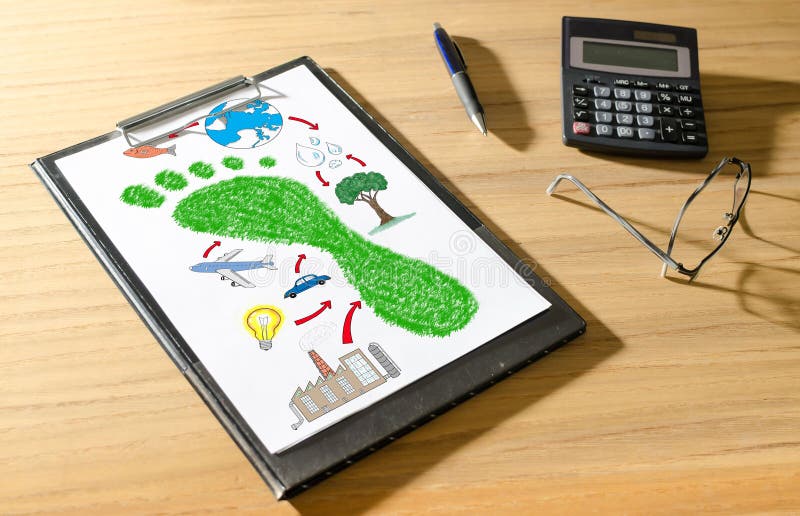 Carbon Footprint Concept on a Desk Stock Photo - Image of concept ...