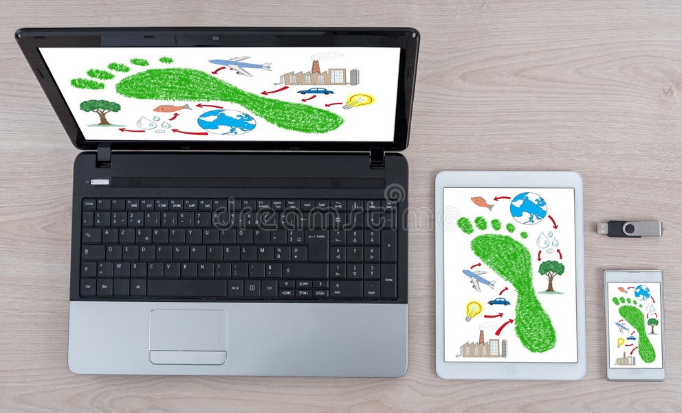 Carbon Footprint Concept on Different Devices Stock Image - Image of ...