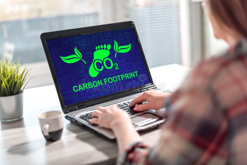 Carbon Footprint Concept on a Laptop Screen Stock Image - Image of ...