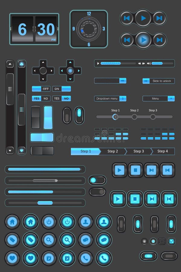 Carbon GUI stock vector. Illustration of buttons, steps - 22677700