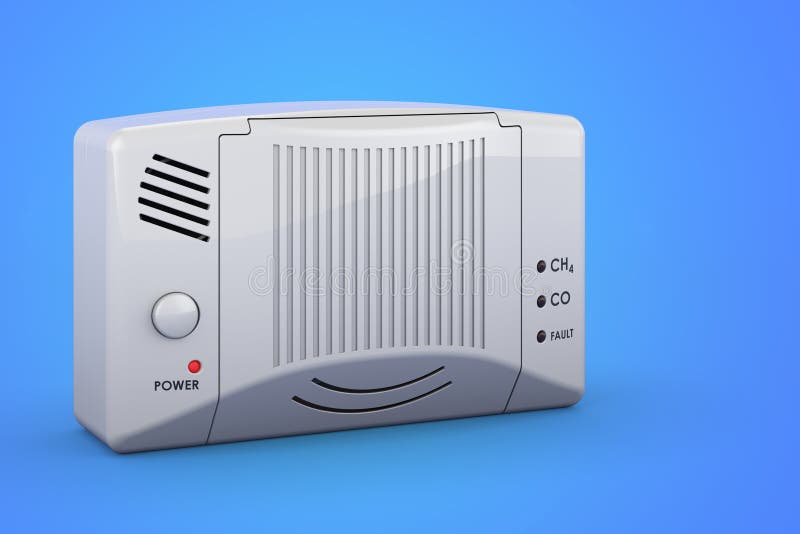 Carbon Monoxide Detector on Blue Background, 3D Rendering Stock ...