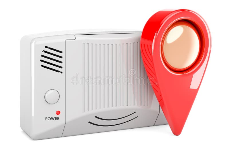 Carbon Monoxide Detector with Map Pointer, 3D Rendering Stock ...
